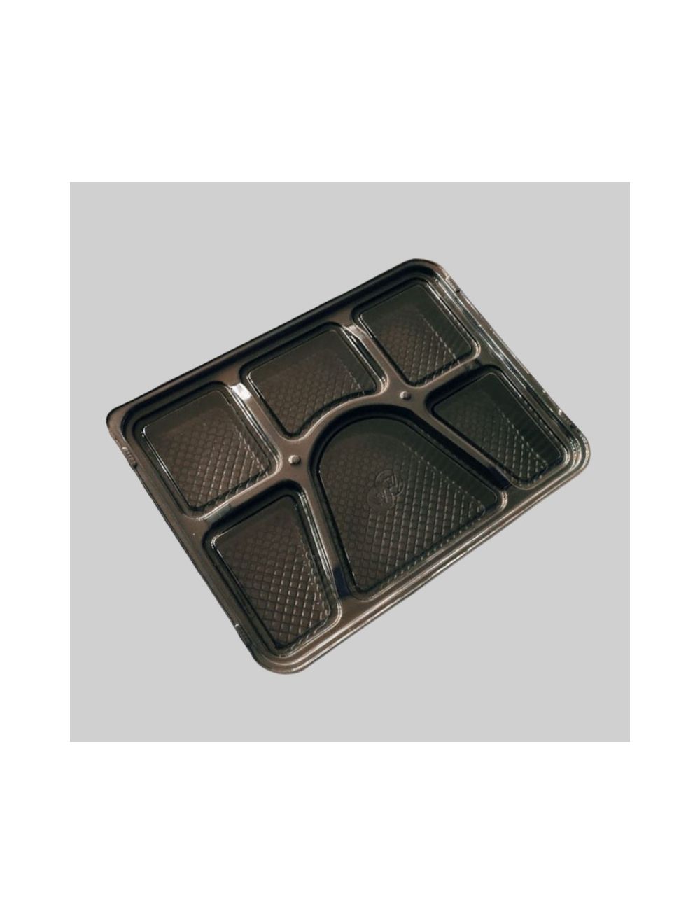 Meal Tray | Black 6 Compartment Meal Tray With Lid | Winnpack