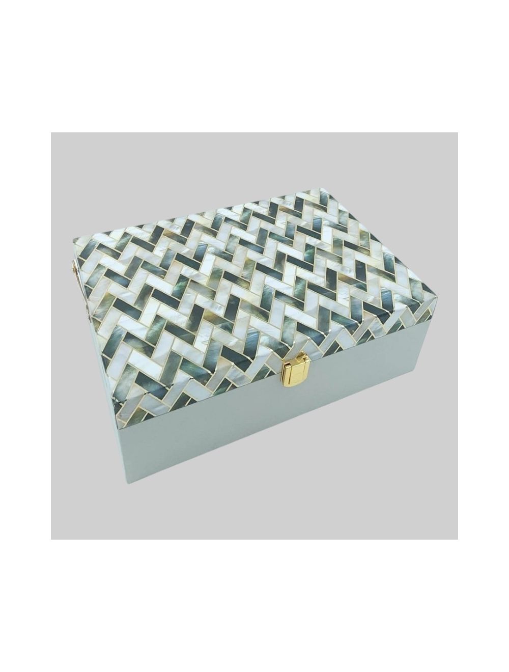 Mdf Boxes | Grey 14.00"x10.00" Mother Of Pearl Print Premium Mdf Trunk ...